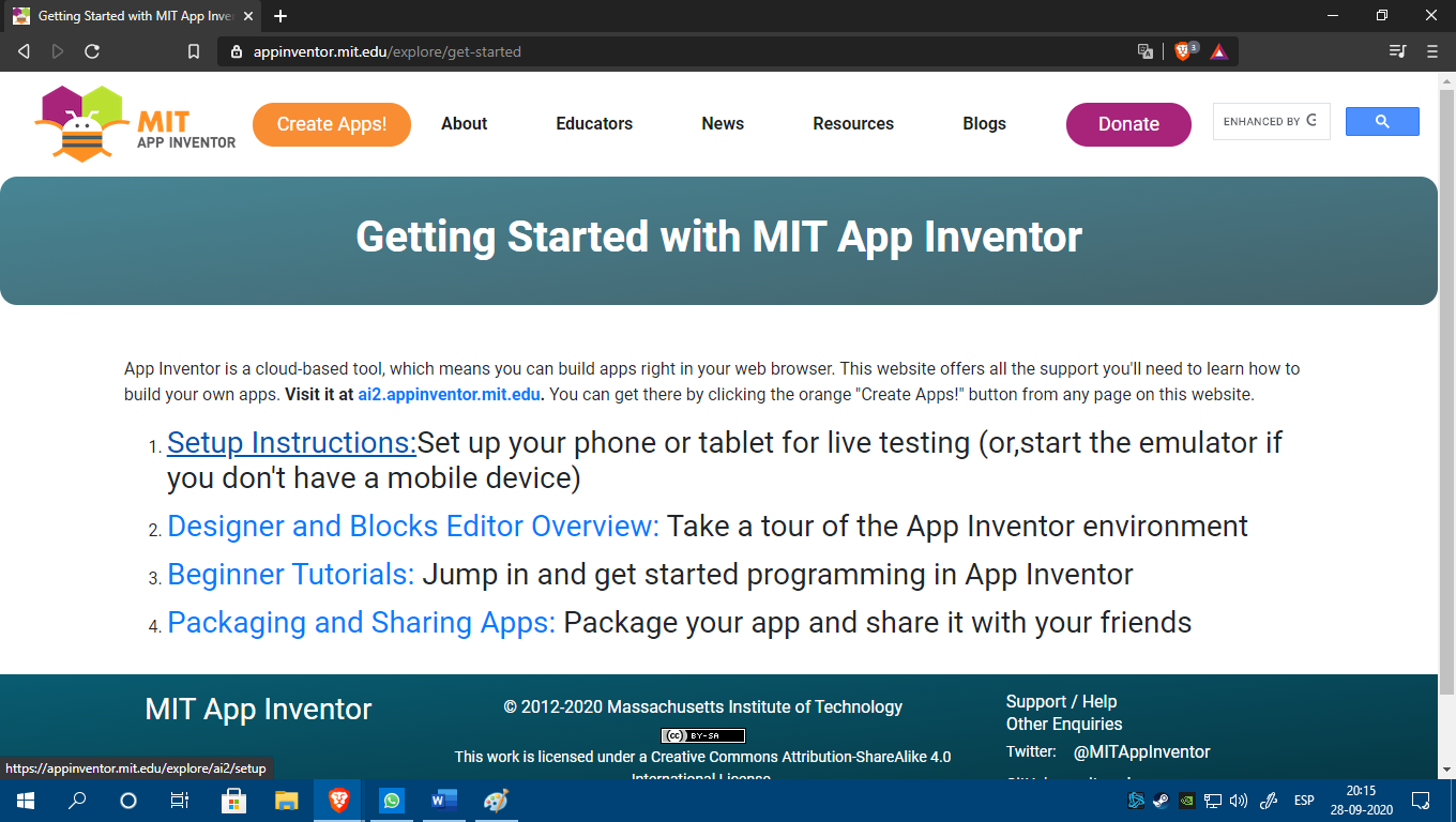 Matemaestria de la geometría: Instalación MIT App Inventor