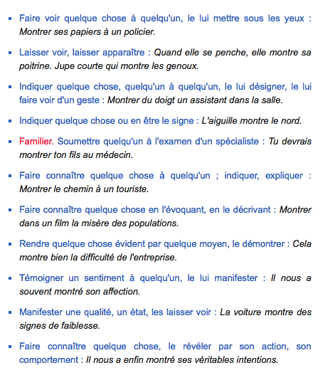 montrer synonyme definition