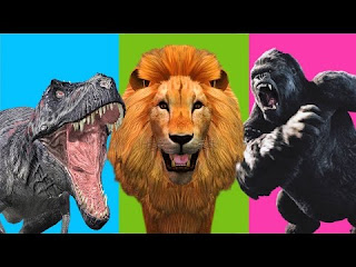 Lion king Kong Dinosaurs Godzilla Finger Family Rhymes for Children ...