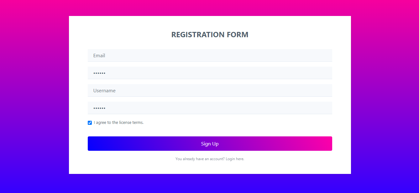 Register Form Bootstrap 4 5 Gradient Background Color Code Github,Codepen,W3schools