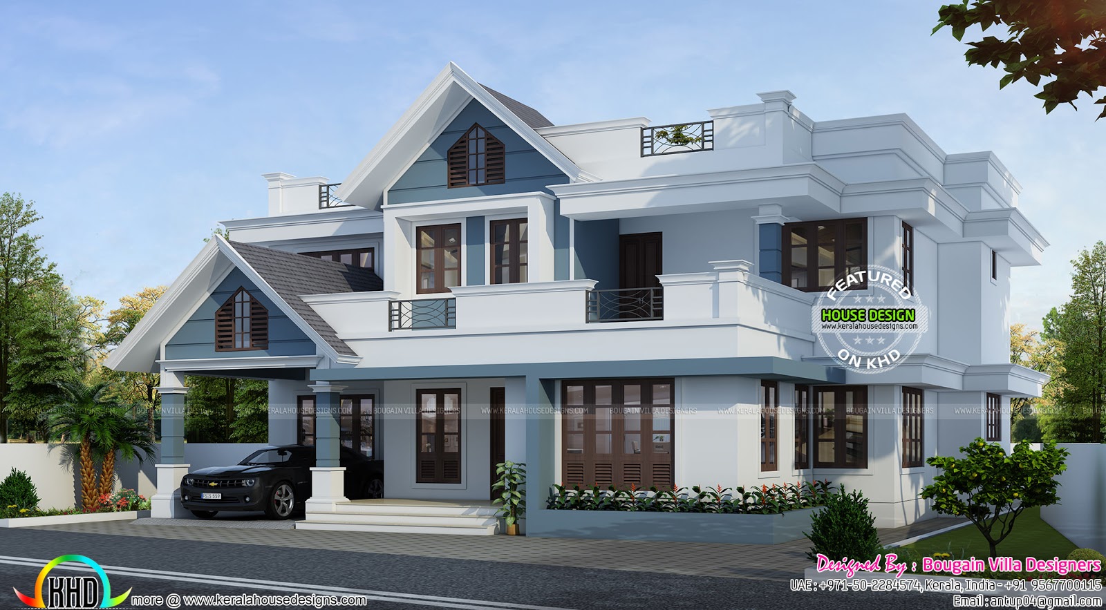 Double storied mixed roof classic home - Homes Design Plans