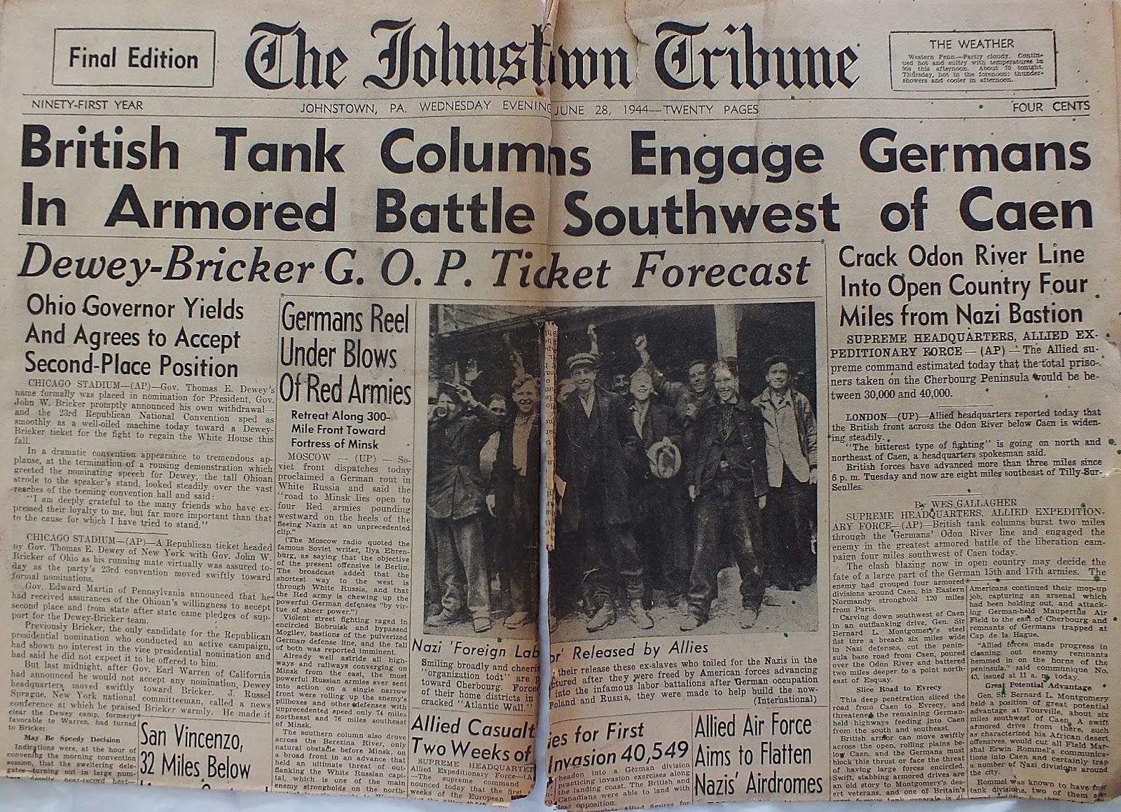 The Johnstown Tribune - WWII: June 28, 1944: British Tanks Columns ...
