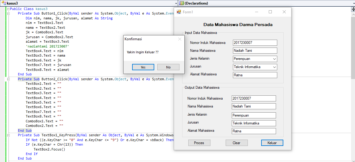 Kasus 1 sampai 3 (Tipe data dan Variabel) pada Visual Basic .NET