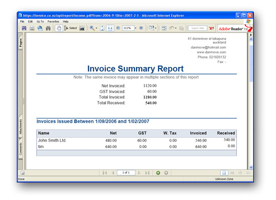 life's story: Income summary