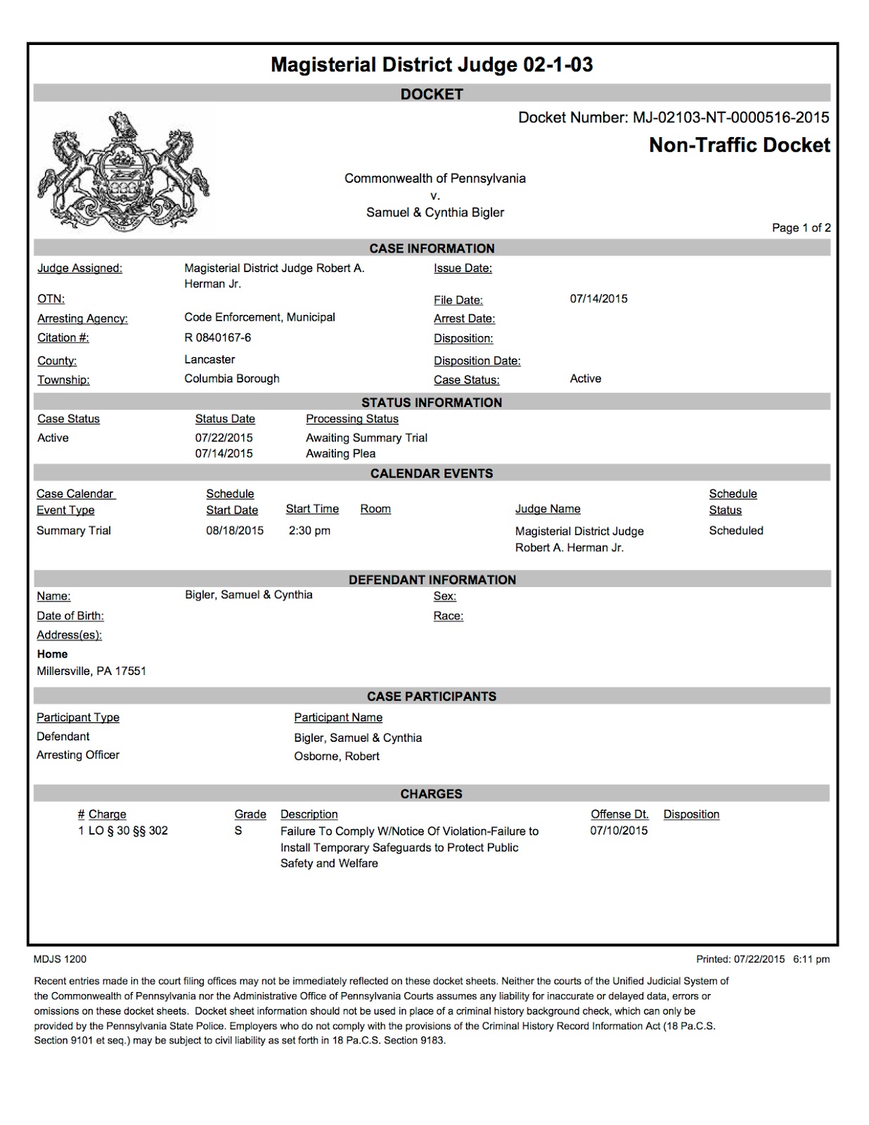 Movement at condemned house – Columbia Spy