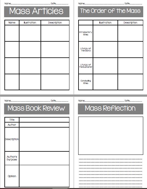 Look to Him and be Radiant: Teaching about the Mass Activity Sheets