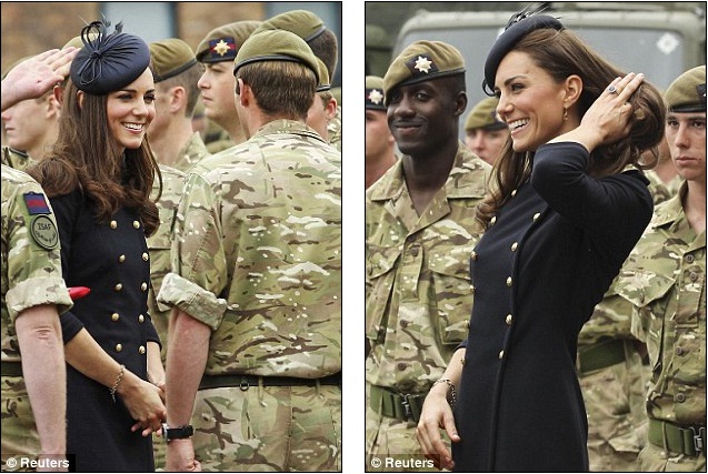 Kate in command: Duchess of Cambridge does dress uniform as she carries ...