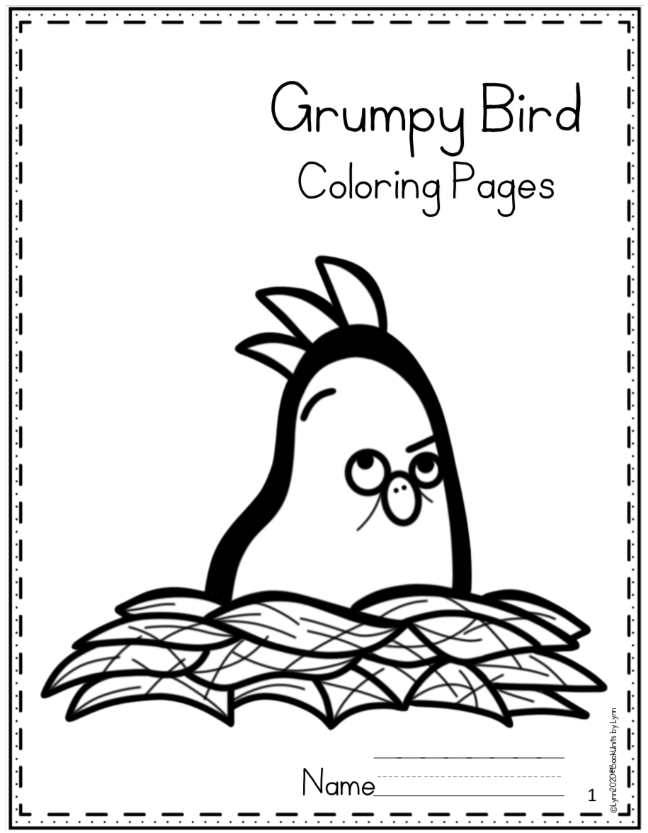 GRUMPY BIRD 5 FREE COLORING PAGES ~ Book Units by Lynn