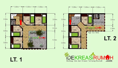 Desain Layout Denah Kos-Kosan 2 Lantai Pada Lahan Yang Kecil | Ide ...