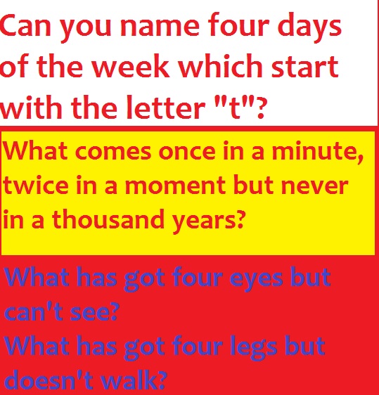 PICK ENGLISH WITH TICs: Riddles to exercise yor brain.