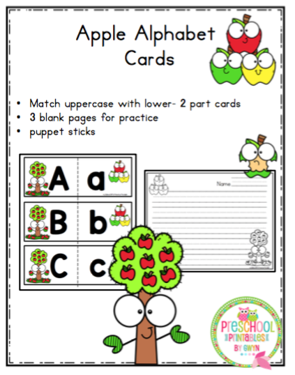 Apple Alphabet Cards ~ Preschool Printables