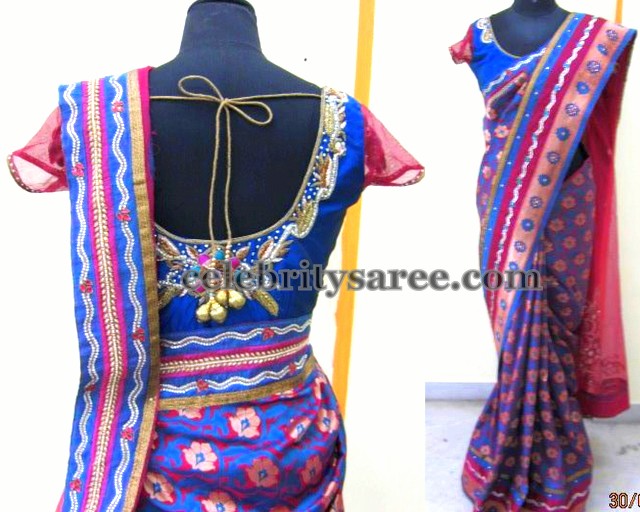 Benarasi Sari with Stone Work Blouse - Saree Blouse Patterns