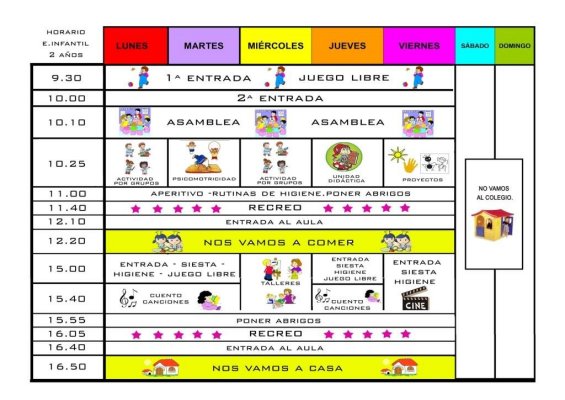 La Cometa de la Clase: Horario Escolar