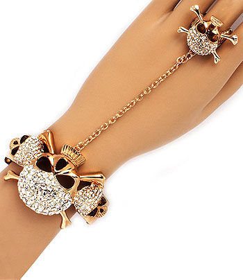 nikkistyle™: Gold Skull Bracelet/Ring