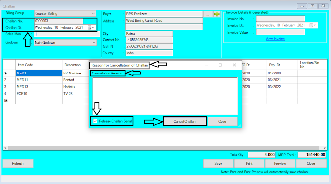 Challan Creation Help Guide