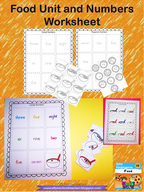 ESL/EFL Preschool Teachers: Food Unit Worksheets