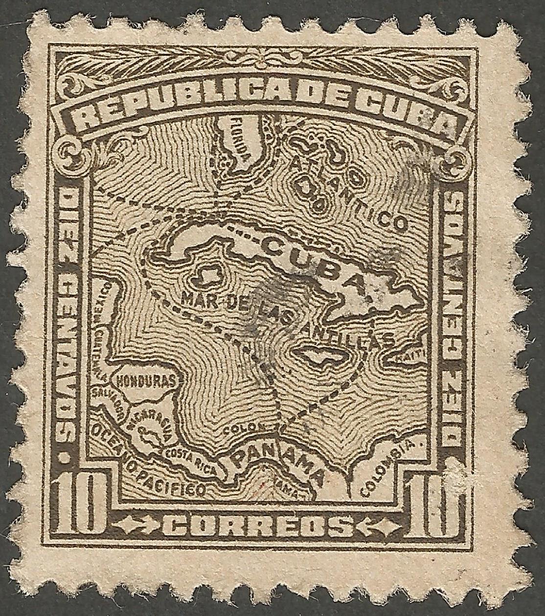 Stamps: Stamp Cuba (1914) Map of Cuba 10c