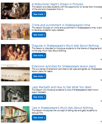 A+ Excellent : 10 +1 Resources about Shakespeare