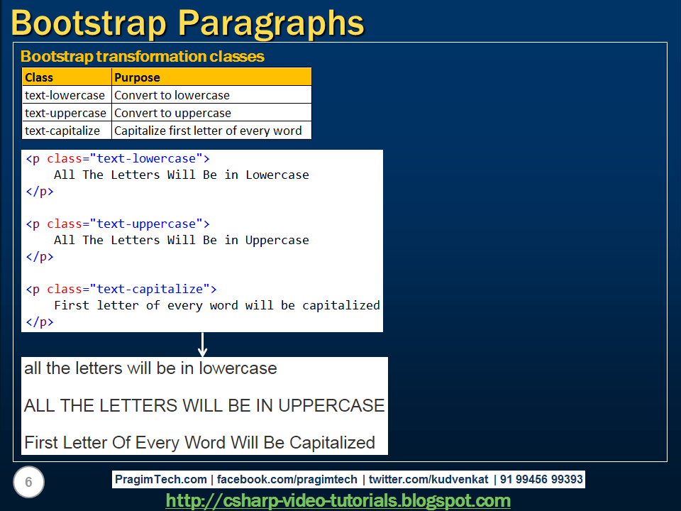 Sql server, .net and c# video tutorial: Bootstrap paragraphs