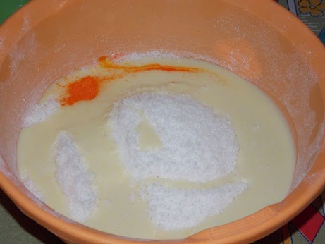 add coconut,milkmaid and color