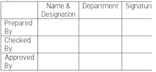 User Requirement Specification (URS) of Equipments
