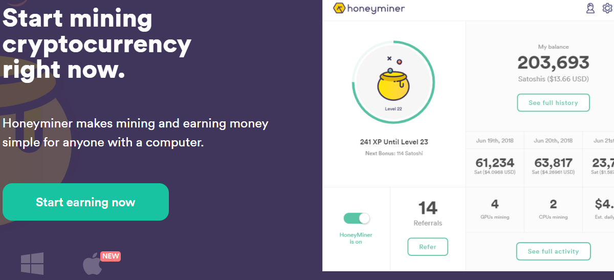 Honey Miner - Easy To Install CPU GPU Bitcoin Miner for Your PC