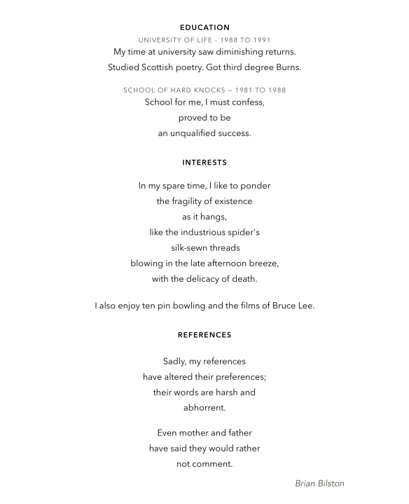 Curriculum Vitae Poem - Birthday Letter