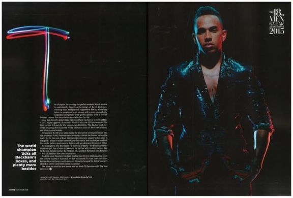 Lewis Hamilton covers the October 2015 Issue of GQ..