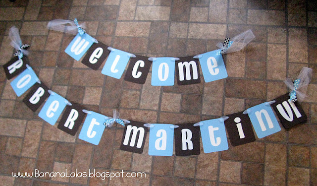 Banana Lala: {New Baby Boy} Welcome Banner in Light Blue and Brown