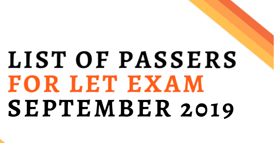 List of LET Passers September 2019 (Elementary and Secondary) | Pinoytut