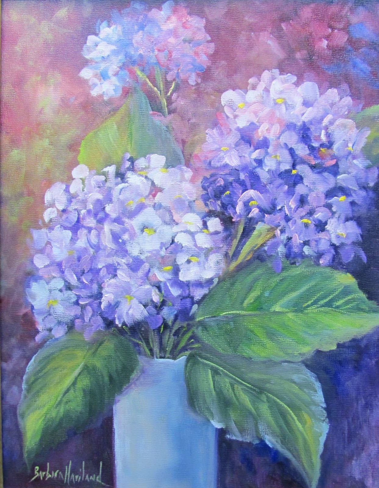 Still Life Artists International: Purple Glow Hydrangeas Flowers,oil ...