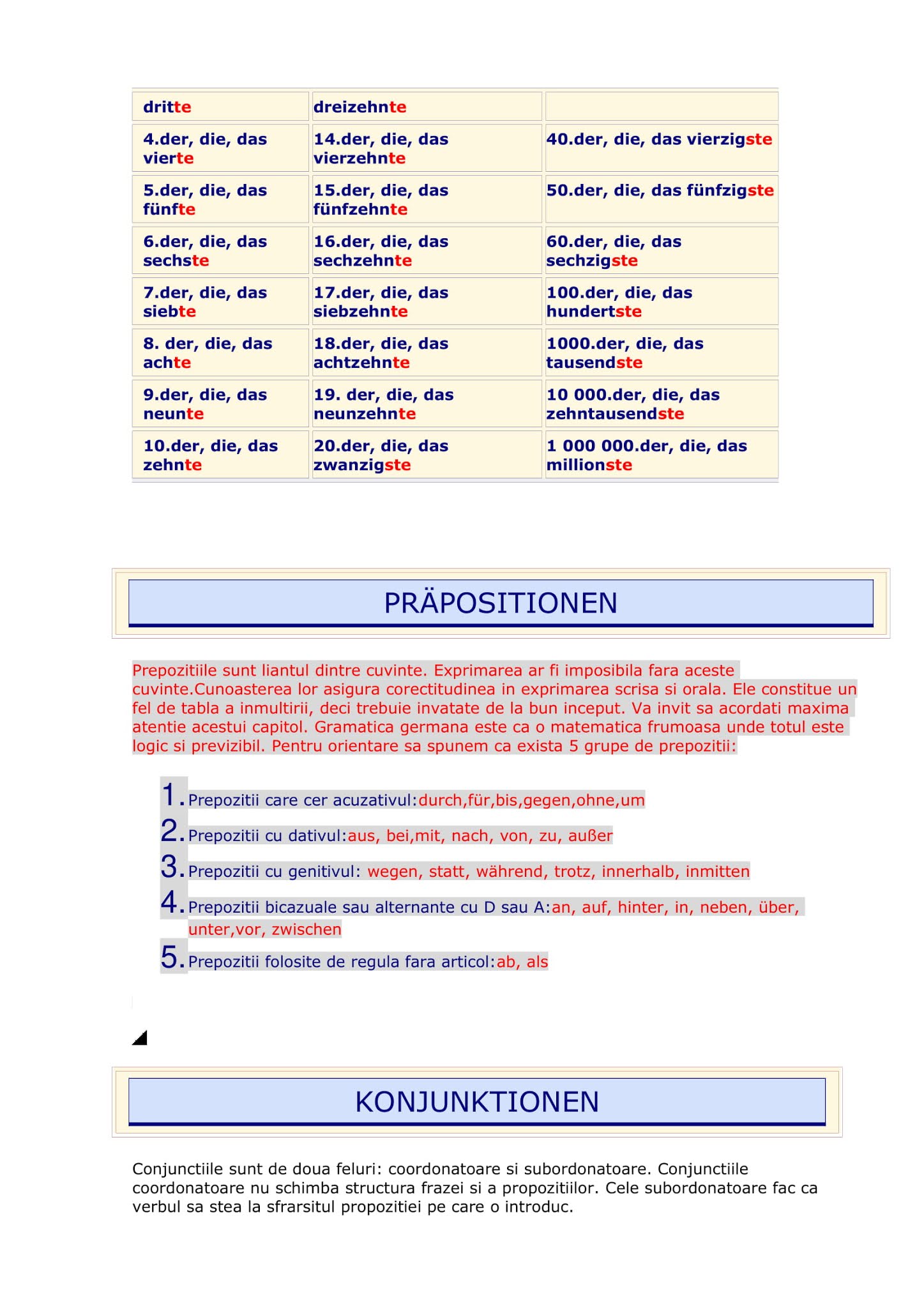 GERMANA FREE ONLINE: GRAMATICA GRMANA IN TABELE