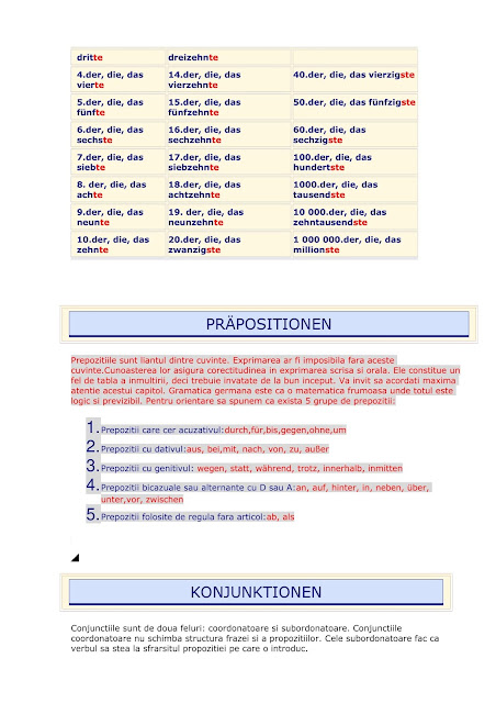 GERMANA FREE ONLINE: GRAMATICA GRMANA IN TABELE