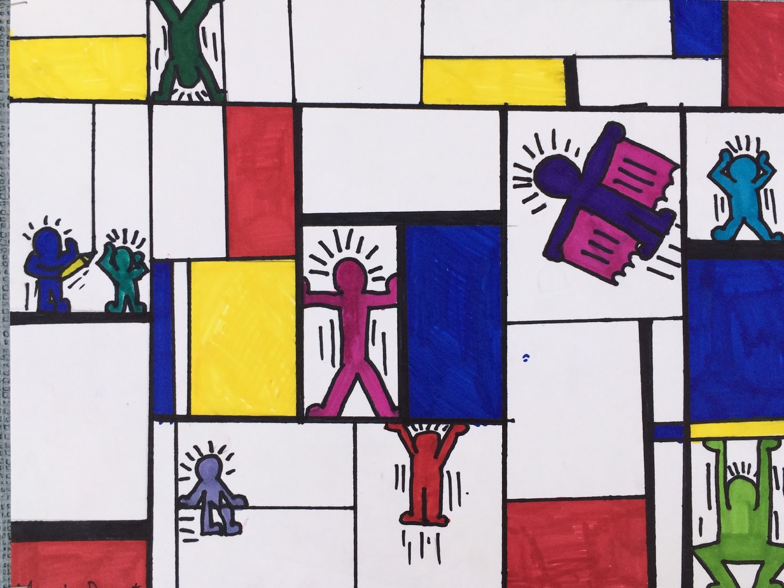 Mrs. Wille's Art Room: Advanced Art: Haring & Mondrian inspired drawings