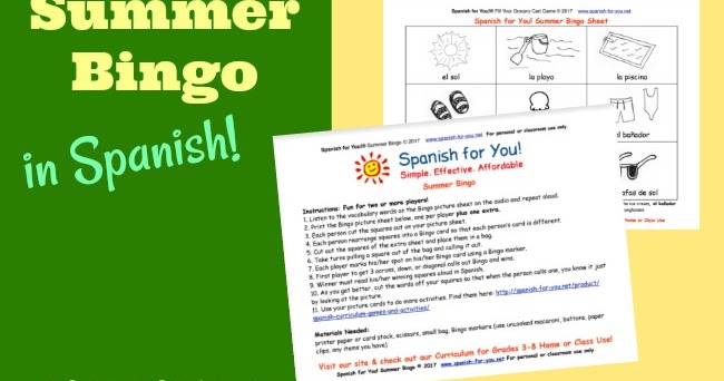 Mommy Maestra: Free Download: Spanish Summer Bingo