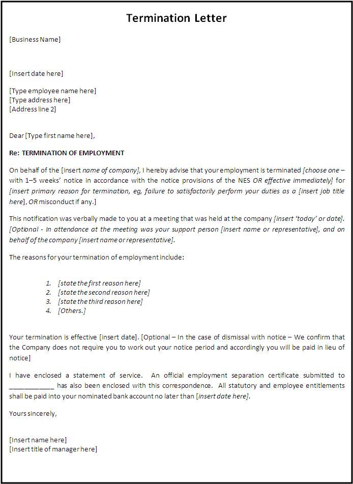 Employee Termination Letter Template Free ~ Resume Letter