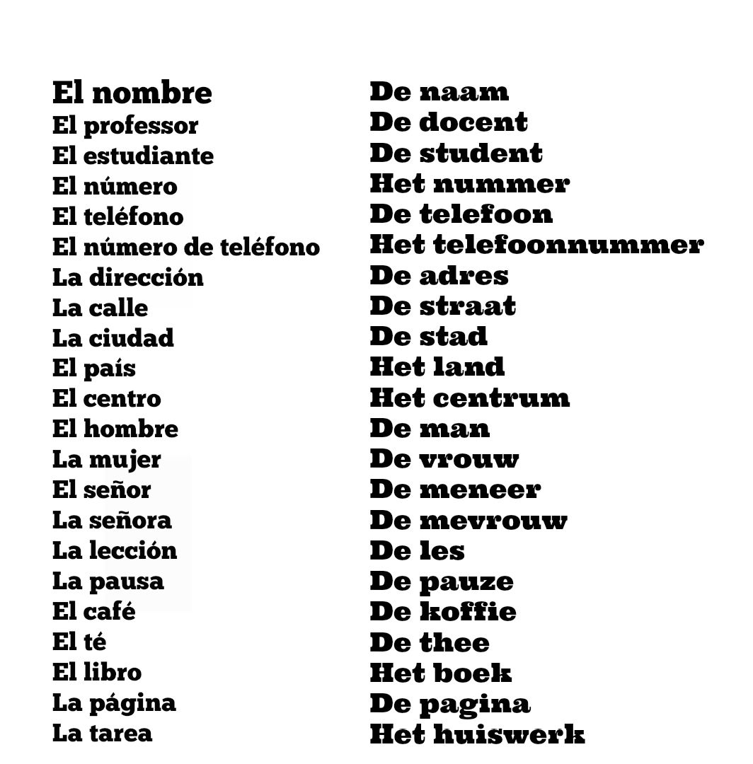 Spaanse Les: Les 1 Lidwoorden / Articulos gramaticales