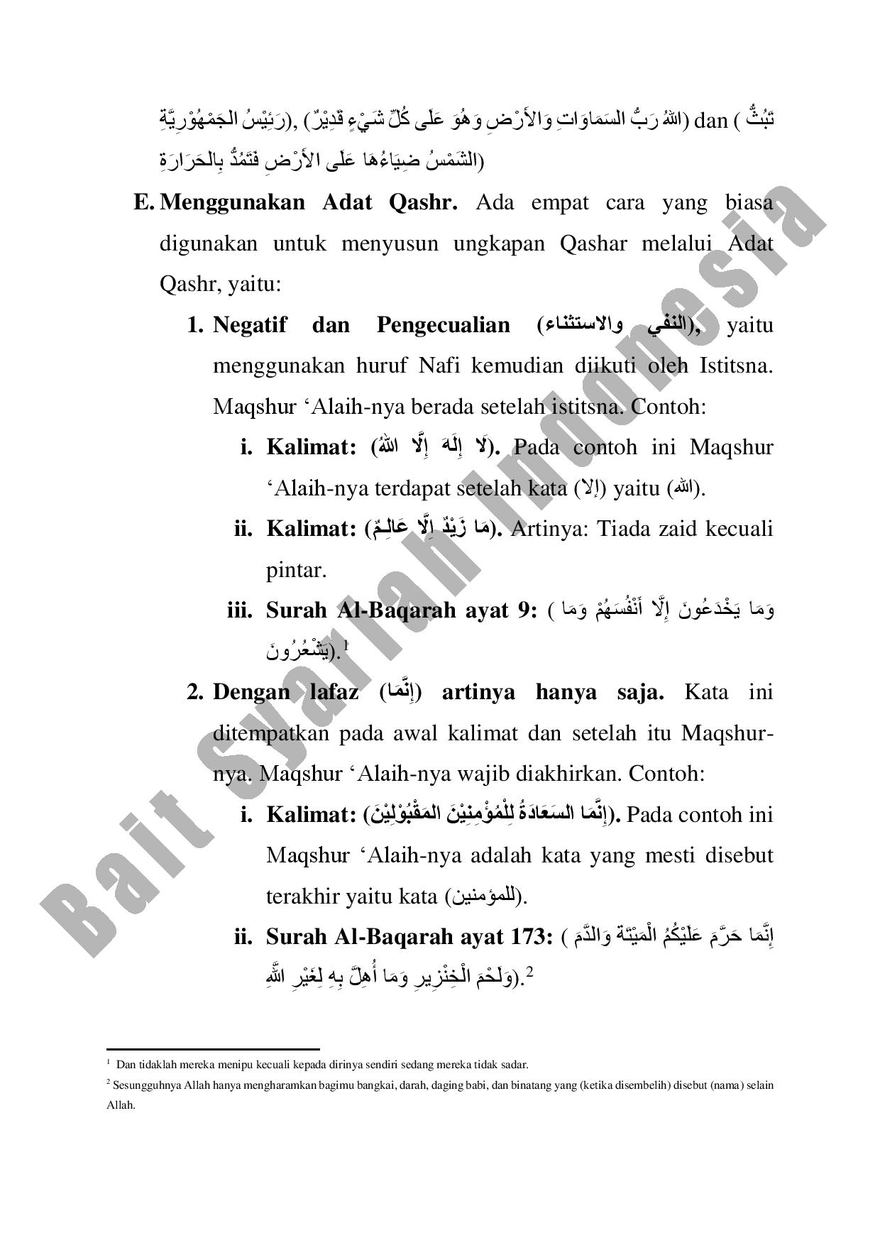 Ilmu Balaghah: Ma'ani, Bayan & Badi' (ILMU MA'ANI BAB 5 : QASHR)