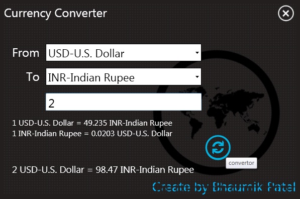 metro application currency converter - jQuery 2 DotNet