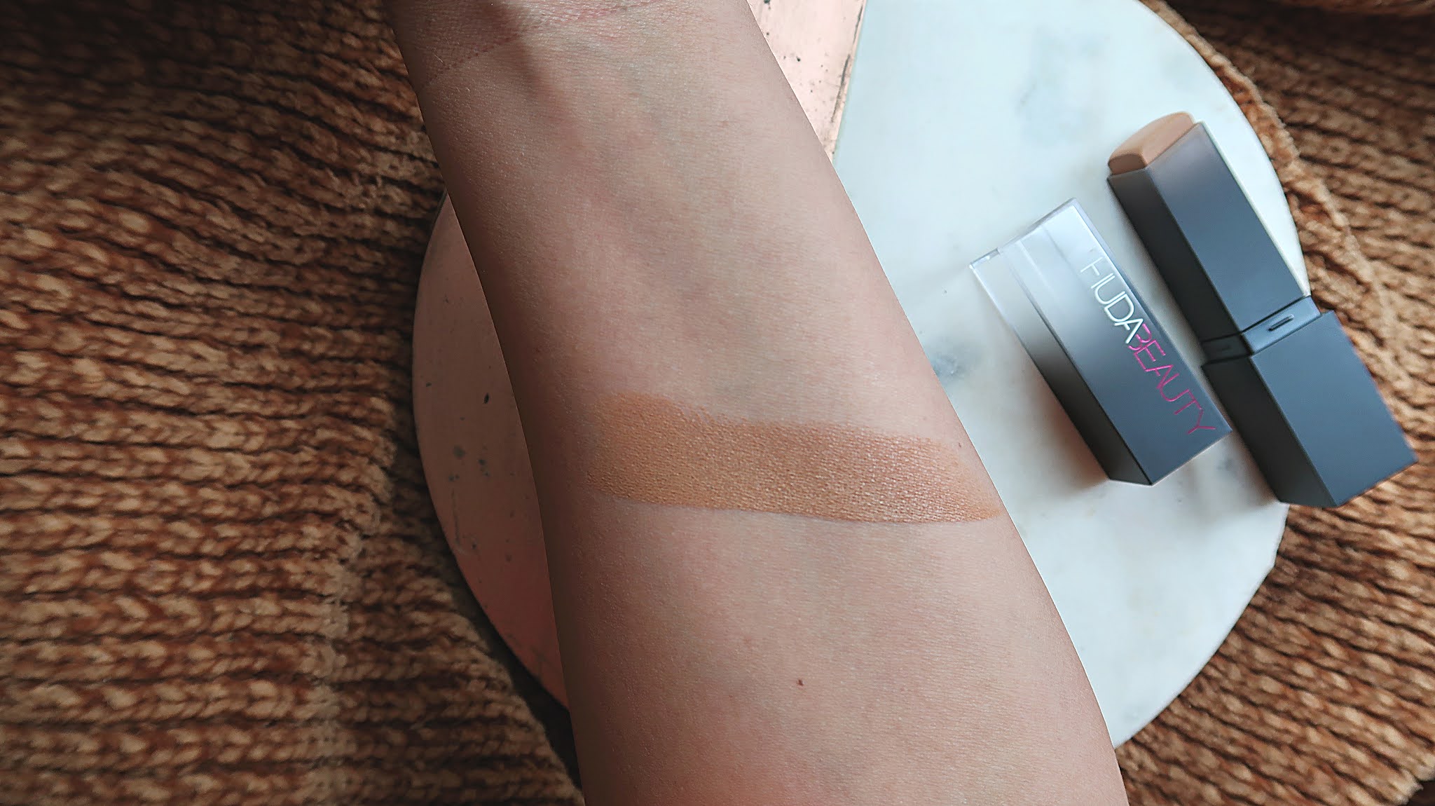 Samantha Jane: Huda Beauty Stick Foundation Swatches and Swatch Comparisons