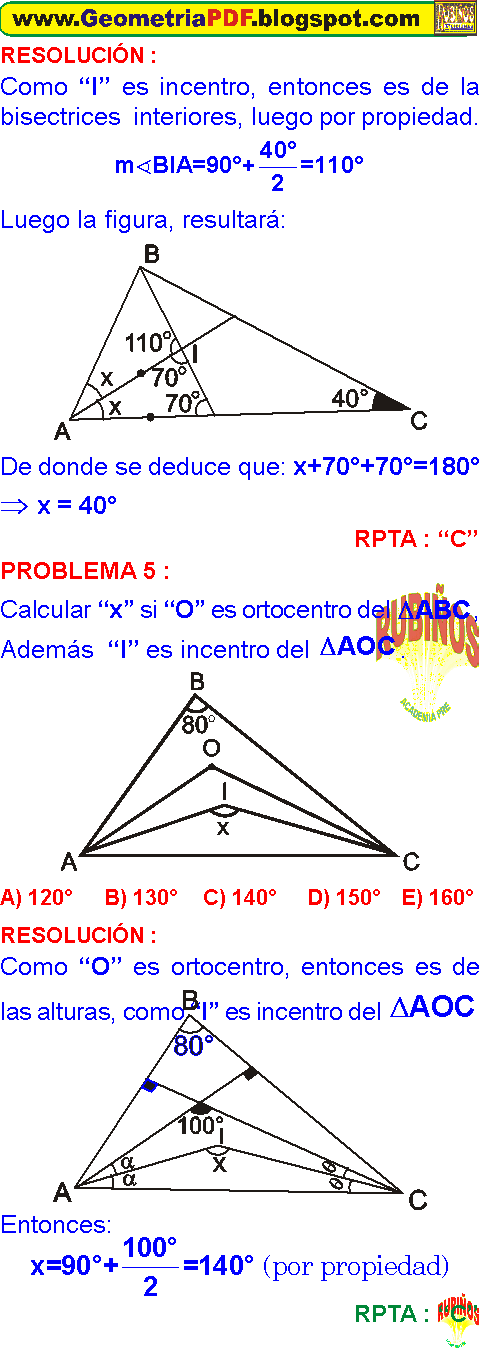 LAS LÍNEAS NOTABLES EN UN TRIÁNGULO PROBLEMAS RESUELTOS
