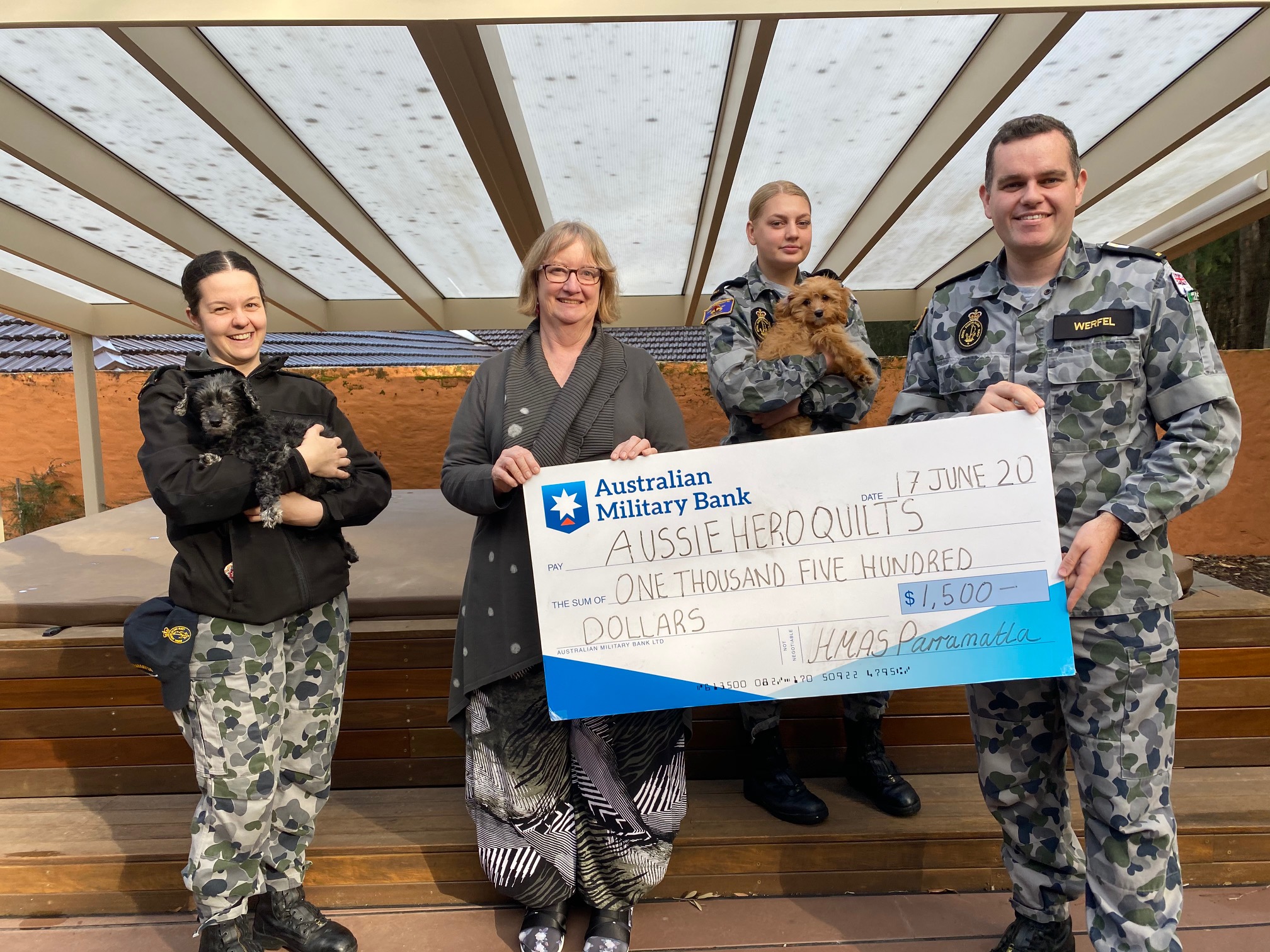 HMAS Parramatta came to HQAHQ - Aussie Hero Quilts (and Laundry Bags)