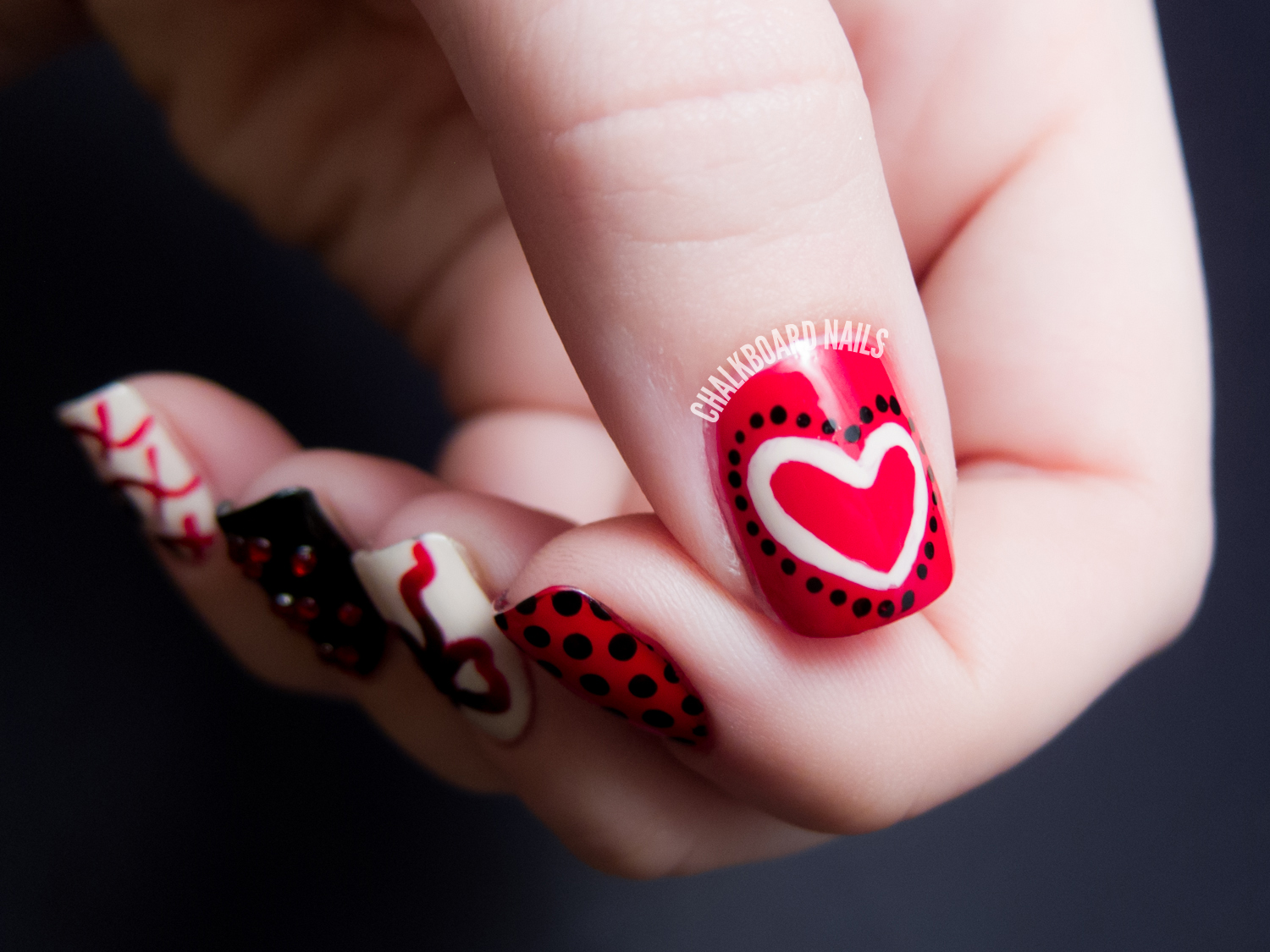 31DC2013 Day 01: Red Mix and Match | Chalkboard Nails | Phoenix ...