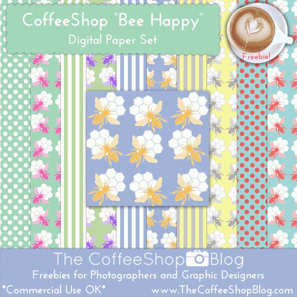 The CoffeeShop Blog: CoffeeShop "Bee Happy" Digital Paper Set!