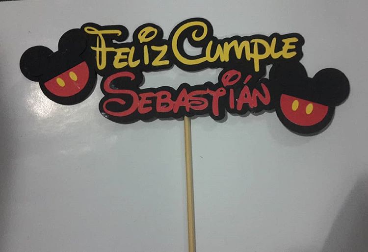 Topper Doble Capa Mickey Mouse Feliz Cumple Sebastián - Mis Toppers Tus ...