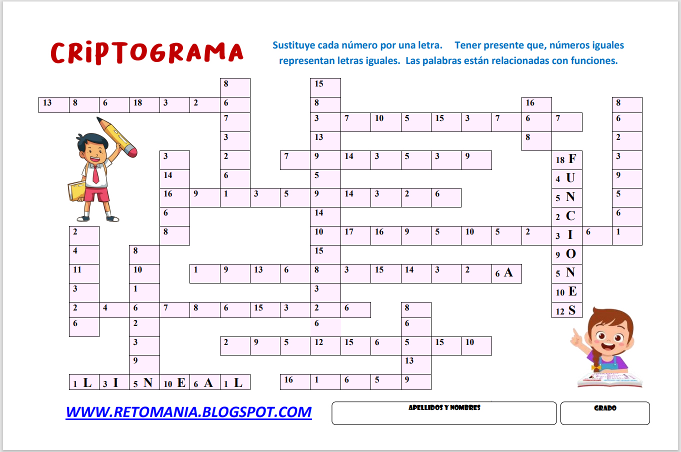 CRIPTOGRAMA MATEMÁTICO ~ RETOS MATEMÁTICOS