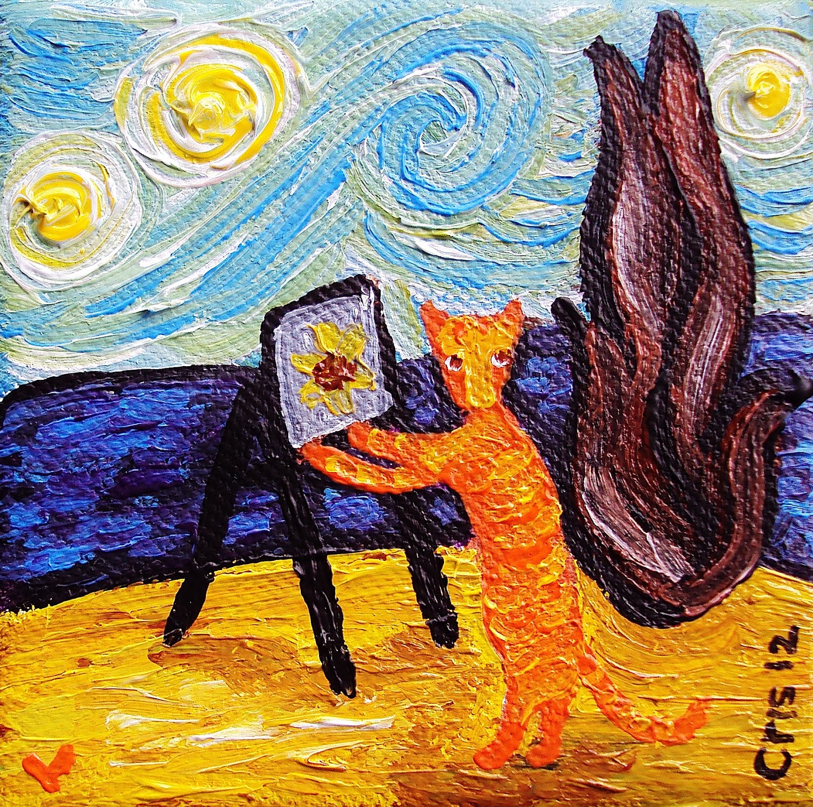 Mommy's Midwest Mountain Folk Art: Van Gogh Cat