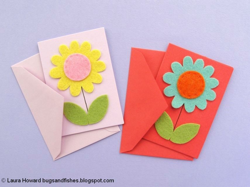 Bugs and Fishes by Lupin: Crafting With Felt Flowers: Floral Notecards ...