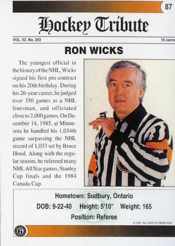 Hockey Then & Now: REMEMBERING RON WICKS