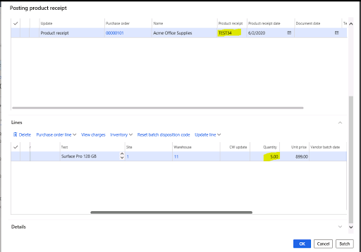 Partial Posting of Product Receipt in Purchase Orders in Dynamics 365 ...